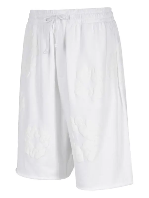 DENIM TEARS Mono Cotton Wreath-print Shorts - White