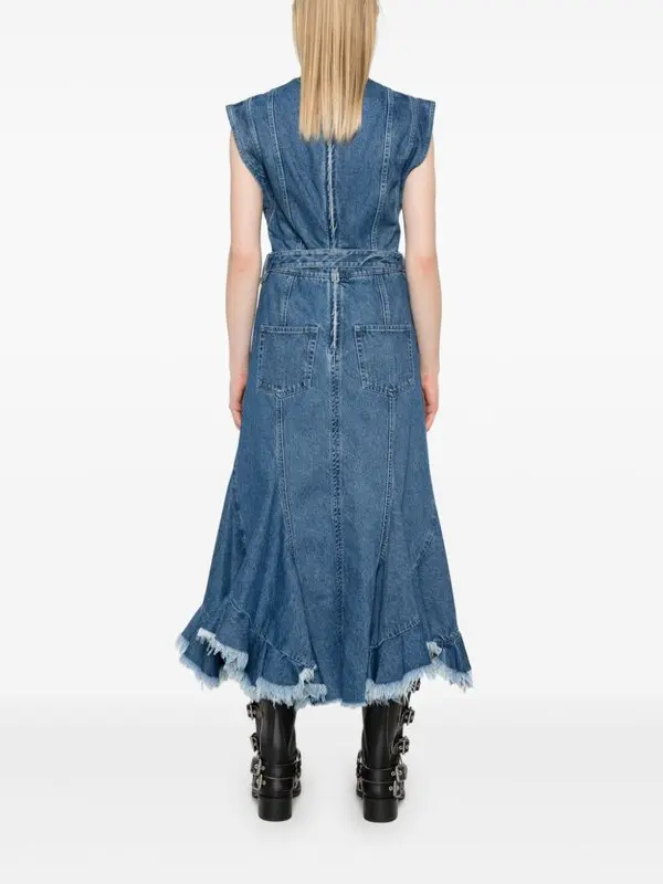MARQUES' ALMEIDA Belted Denim Midi Dress