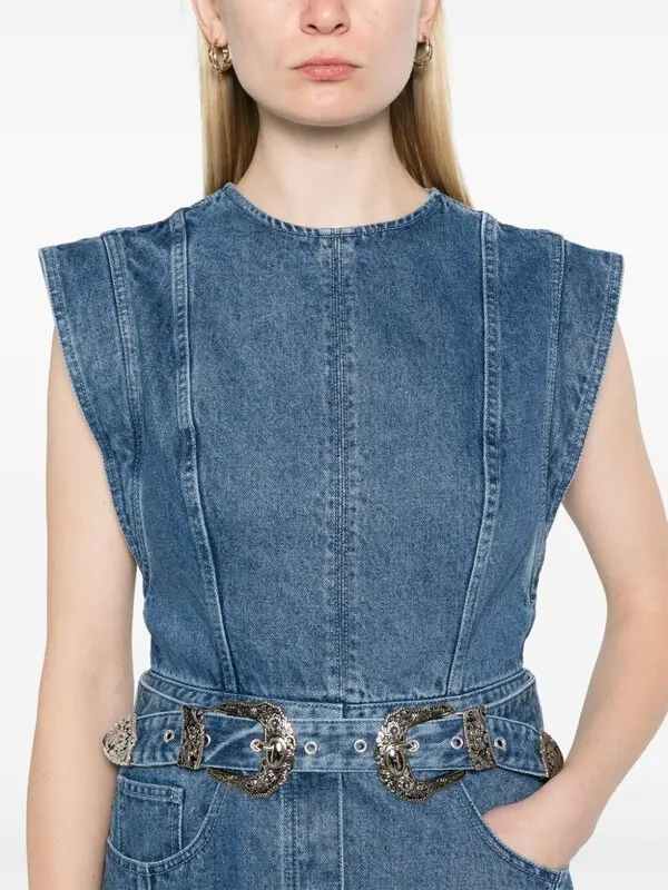 MARQUES' ALMEIDA Belted Denim Midi Dress