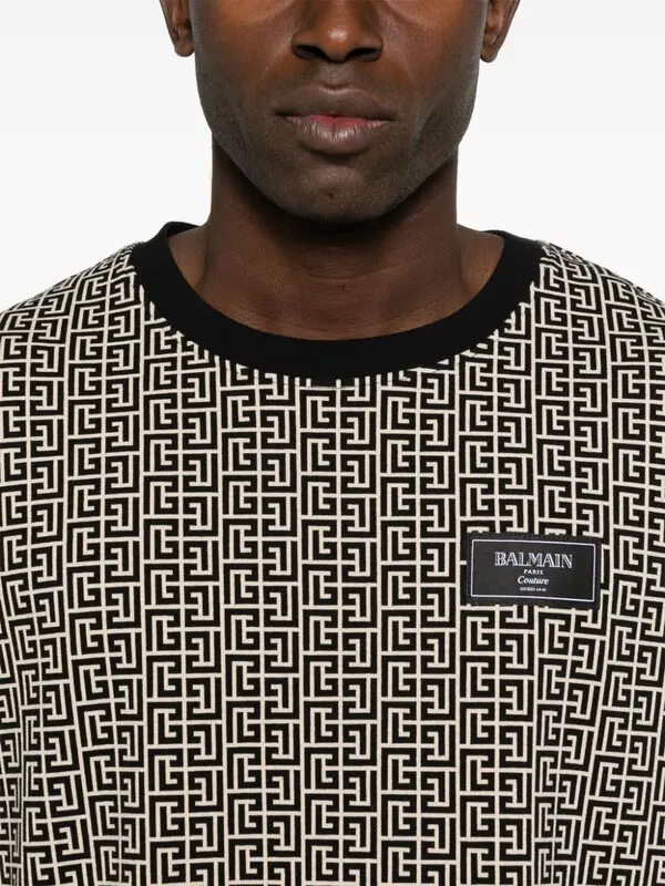 Balmain Pb Labyrinth Jacquard T-shirt - Neutrals