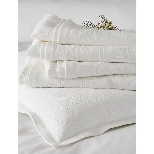THE WHITE COMPANY Etienne Large Bolster Cotton Cushion Cover 40cm X 110cm - White