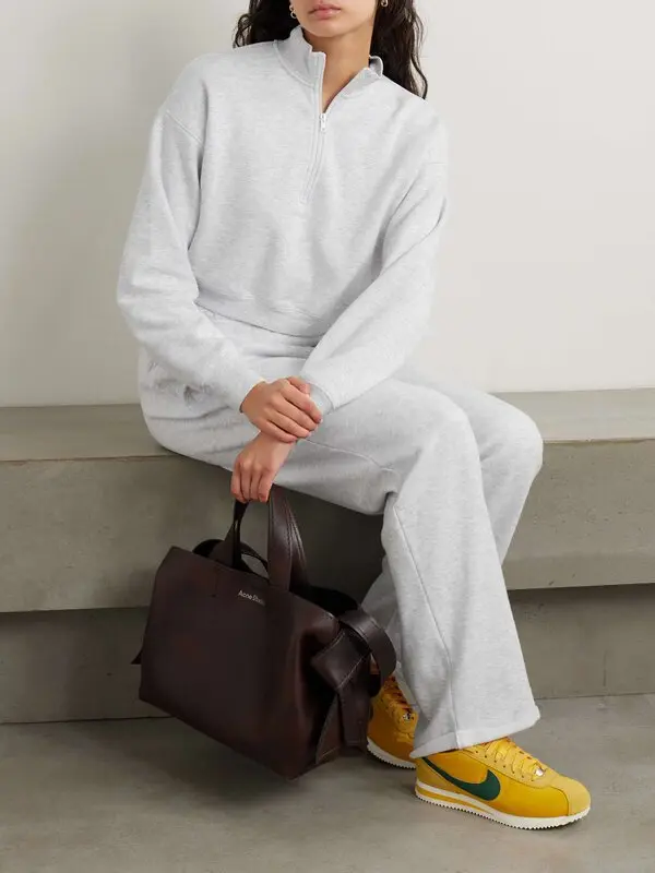 SKIMS Cropped Cotton-blend Jersey Half-zip Sweater