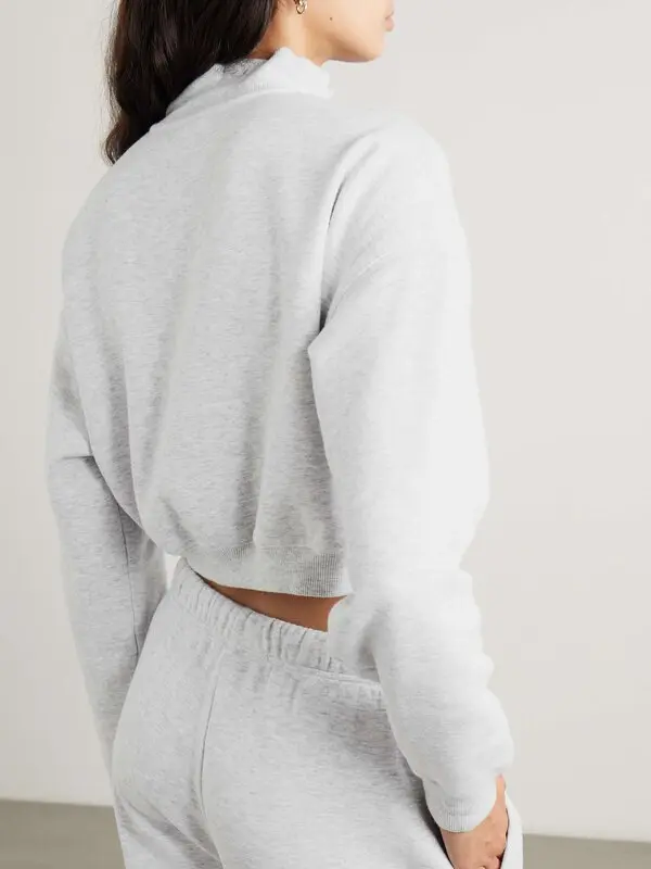 SKIMS Cropped Cotton-blend Jersey Half-zip Sweater