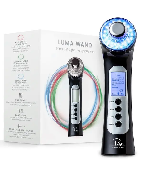 PURE DAILY CARE Luma Skin Therapy Wand 4-in-1 Facial Treatment - Black