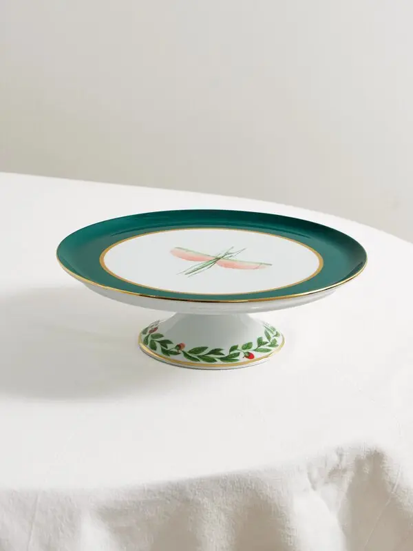 La DoubleJ Gold-plated Porcelain Cake Stand - White