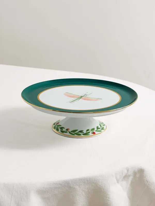 La DoubleJ Gold-plated Porcelain Cake Stand - White