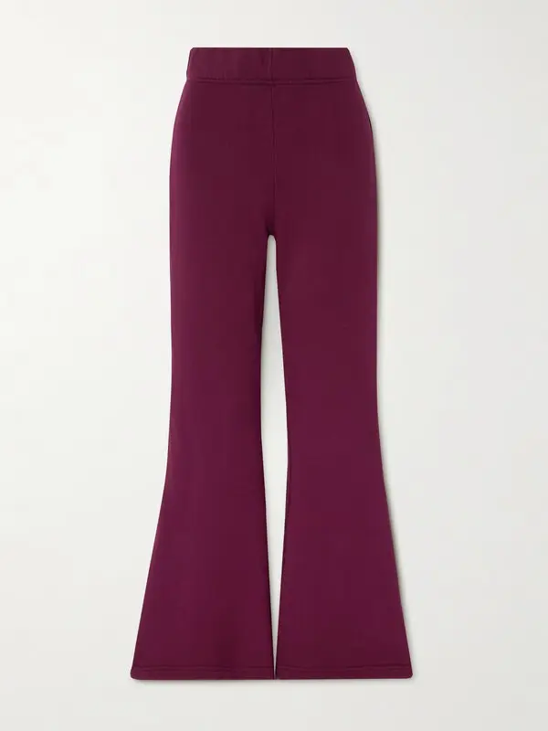 LES TIEN Cotton-jersey Flared Track Pants - Burgundy