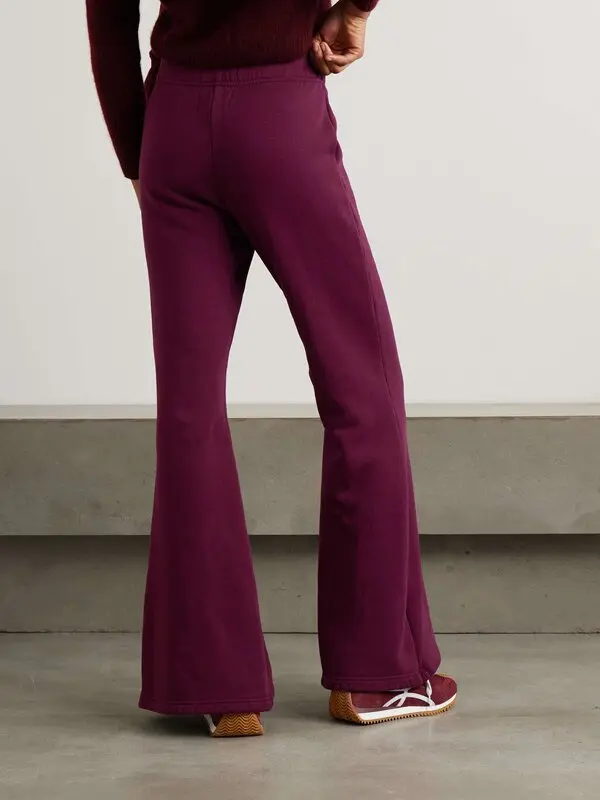 LES TIEN Cotton-jersey Flared Track Pants - Burgundy