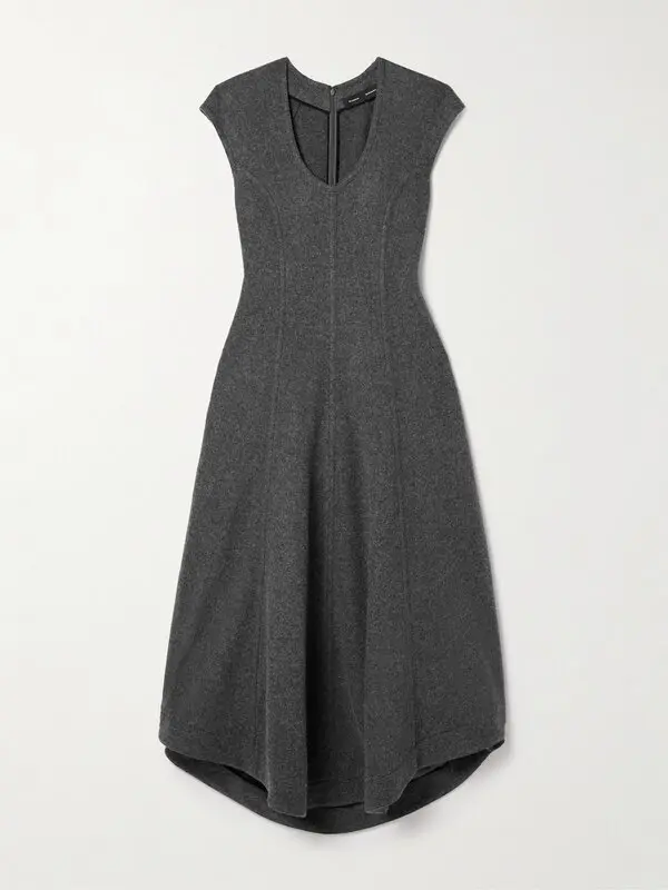 Proenza Schouler Delilah Paneled Felt Midi Dress - Gray
