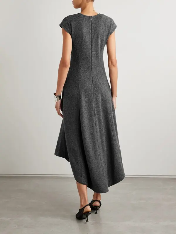Proenza Schouler Delilah Paneled Felt Midi Dress - Gray