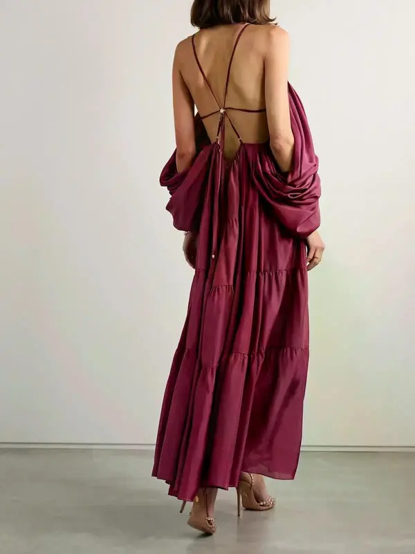 princess polly baby blue dress Burgundy Floral Tie Neckline Tiered Maxi Dress – PinkBlush main image 1