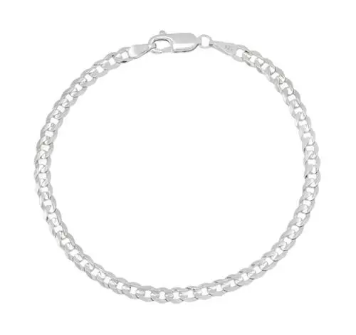DONATELLO GIAN Name Sterling 3.5mm Curb Chain Bracelet - Silver