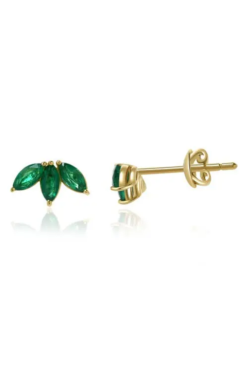 VALANI ATELIER Emerald & Gold Stud Earrings - 14k Yellow Gold