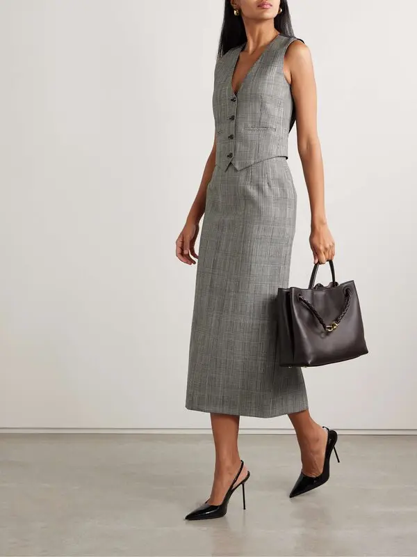 Wardrobe.NYC Paneled Prince Of Wales Checked Wool Vest - Gray