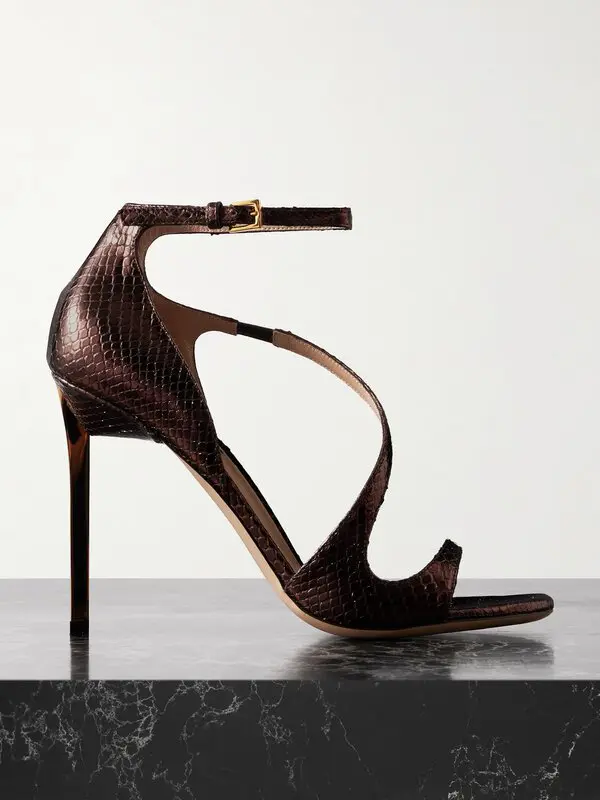 TOM FORD Newton Snake-effect Leather Sandals - Brown