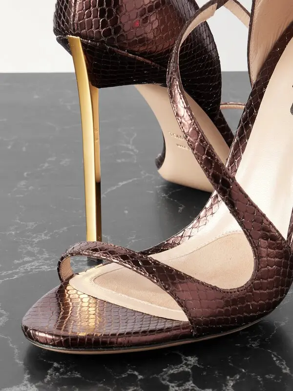 TOM FORD Newton Snake-effect Leather Sandals - Brown
