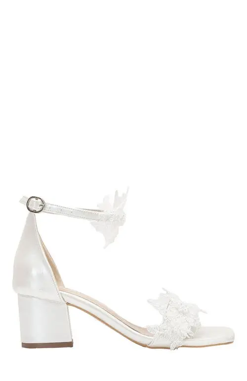 FOREVER & ALWAYS SHOES Flora Lace Bridal Low Heel Sandals - Ivory