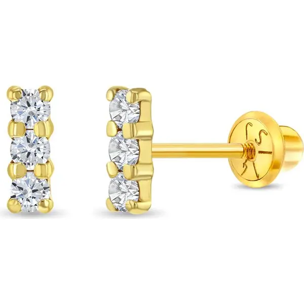 IN SEASON JEWELRY 14k Yellow Cubic Zirconia Bar Earrings - Gold