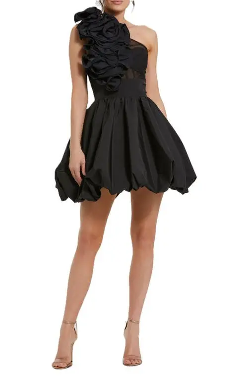 Mac Duggal Taffeta One-shoulder Ruffle Mini Dress