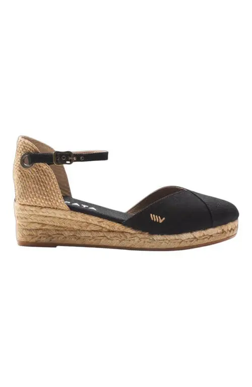 VISCATA Pubol Canvas Espadrille Wedges - Black
