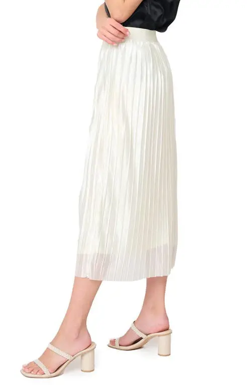 GIBSONLOOK Pleated Satin A-line Midi Skirt