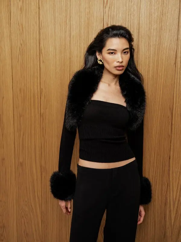 REFORMATION Clarissa Cashmere Faux Fur Bolero Set