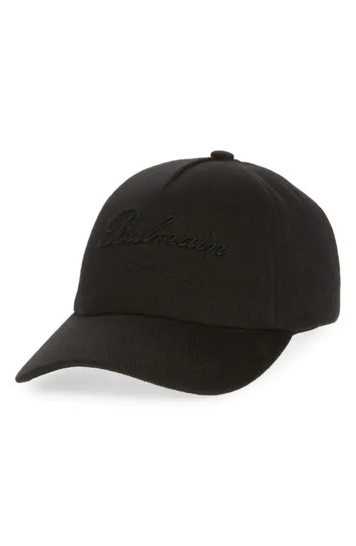 Balmain Signature Cotton Twill Baseball Cap - Eap Black/ Black