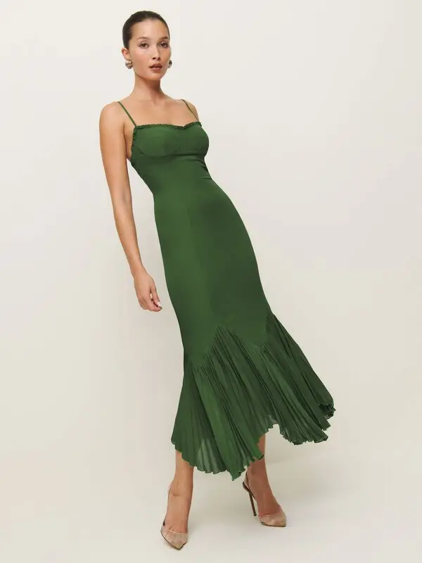 REFORMATION Petites Aiko Midi Dress - Green