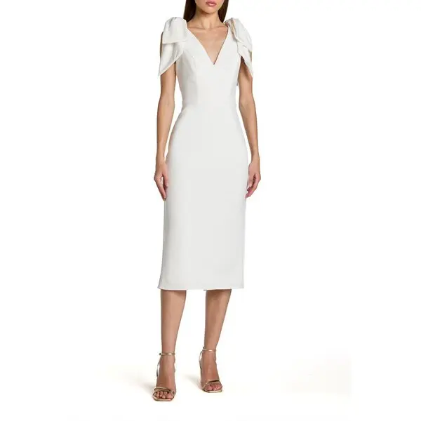 Mac Duggal Crepe Midi Dress - Ivory