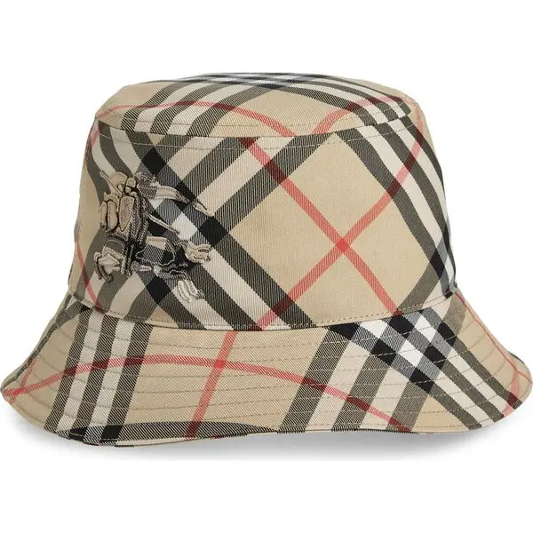 Burberry Ekd Check Twill Bucket Hat - Sand