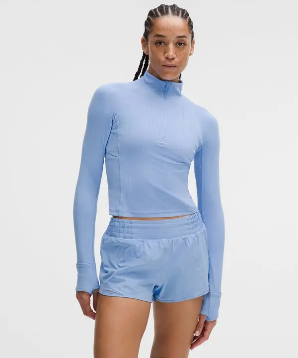 Lululemon It's Rulu Ribbed Cropped Half Zip - Sinatra Blue