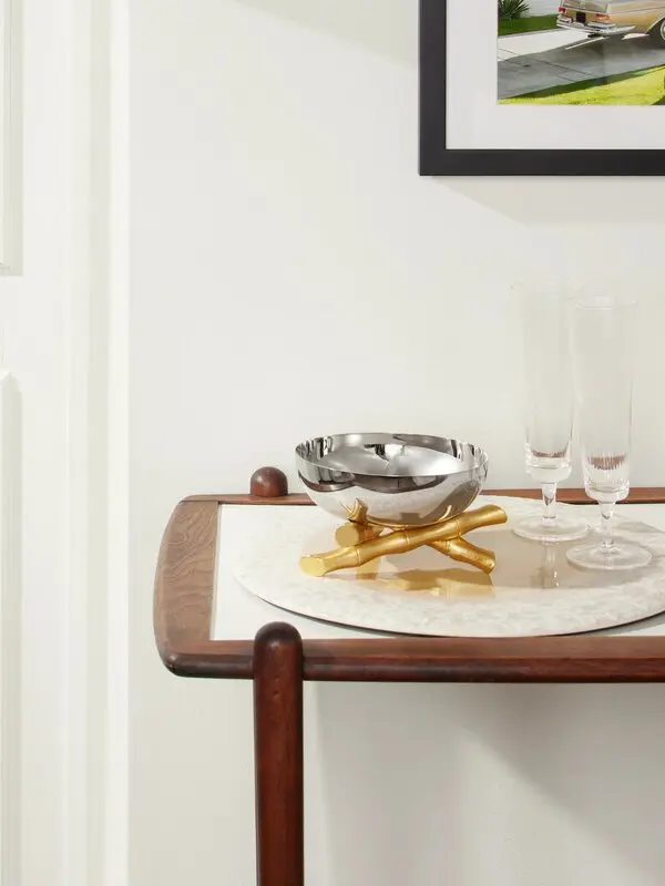 L'Objet Bambou Medium Stainless Steel And Gold-plated Bowl - Silver