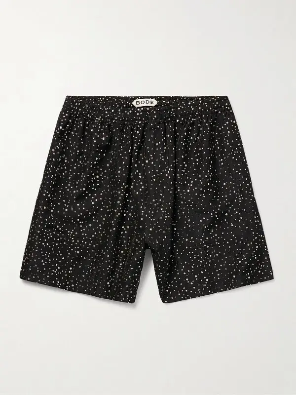 BODE Straight-leg Glittered Polka-dot Faille Shorts