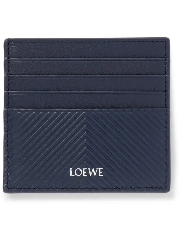 Loewe Logo-print Debossed Leather Cardholder - Blue
