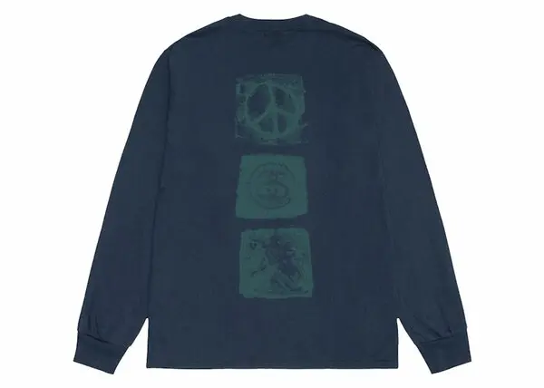 StÜssy Mono Long Sleeve Tee Shirt - Navy Blue