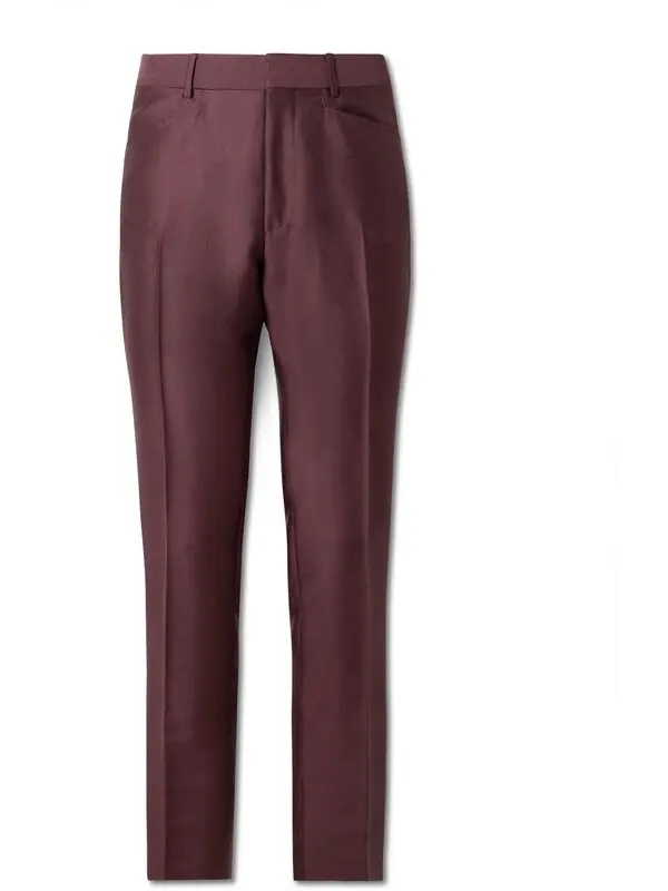 TOM FORD Dyllan Straight-leg Wool, Mohair, And Silk-blend Trousers - Burgundy