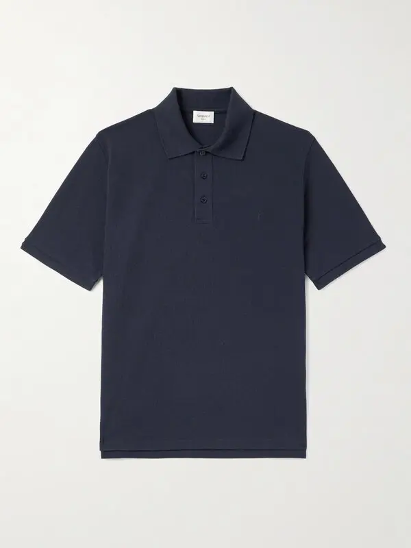 Saint Laurent Logo-embroidered Cotton-blend Piqué Polo Shirt - Blue