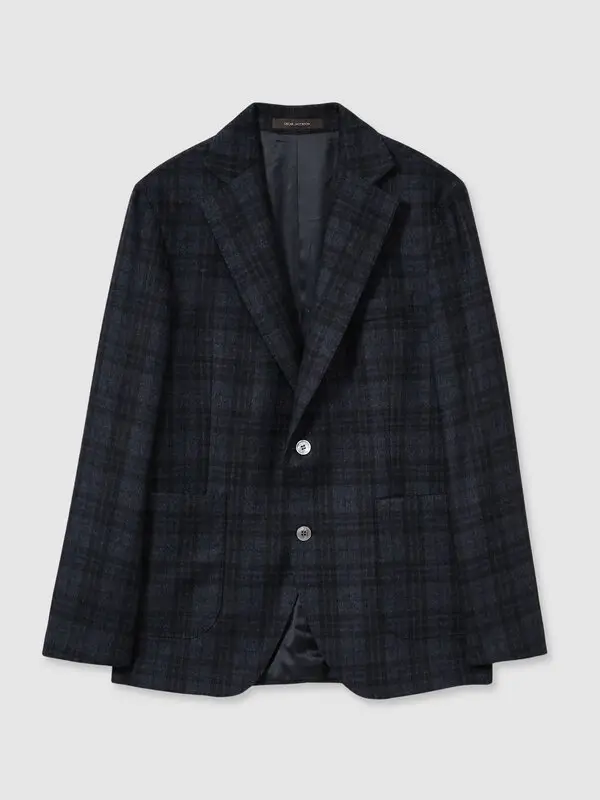 OSCAR JACOBSON Single Breasted Tweed Check Blazer