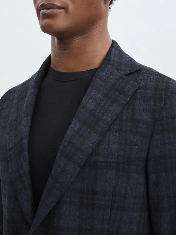 OSCAR JACOBSON Single Breasted Tweed Check Blazer