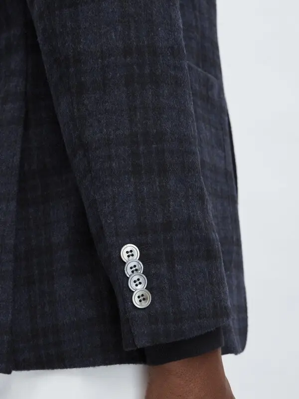 OSCAR JACOBSON Single Breasted Tweed Check Blazer