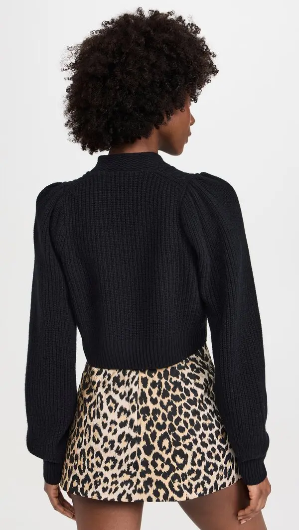 LoveShackFancy Avignon Crop Cardigan - Black