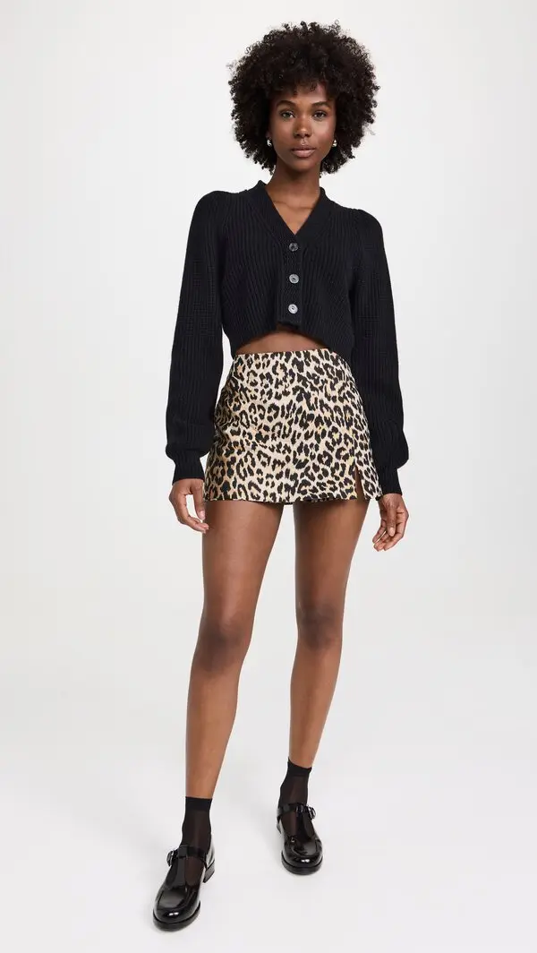 LoveShackFancy Avignon Crop Cardigan - Black