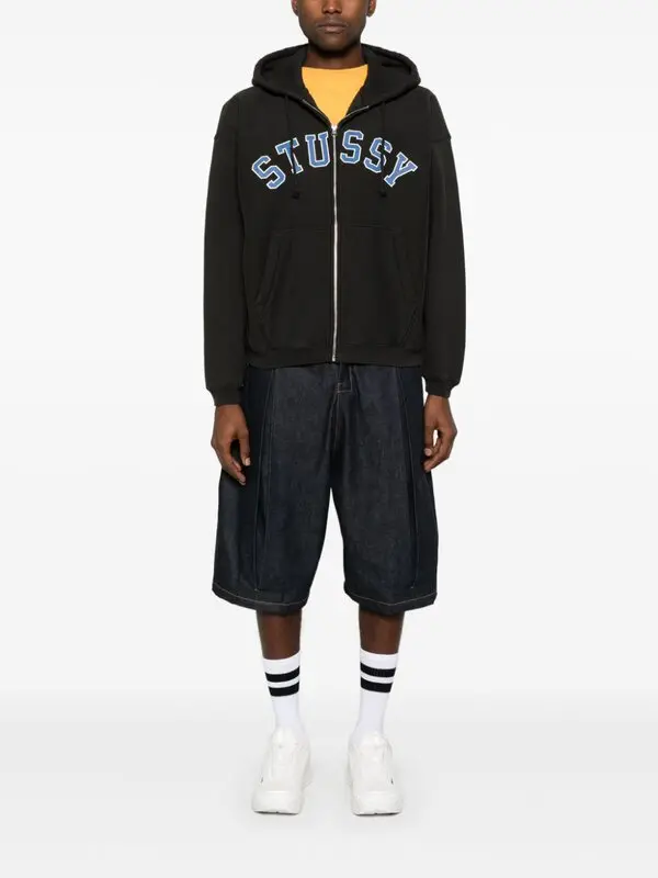 StüSsy Graphic Zip-Up Hoodie - Grey | Editorialist