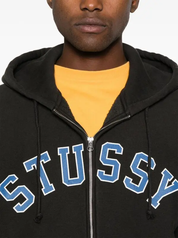 StüSsy Graphic Zip-Up Hoodie - Grey | Editorialist