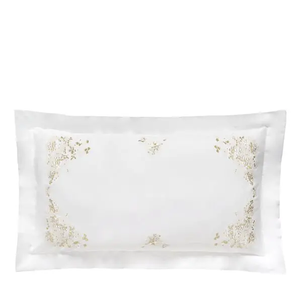 DEA LUXURY LINENS Dea Palm Beach Ibla Embroidered Sateen King Sham - Natural/ivory
