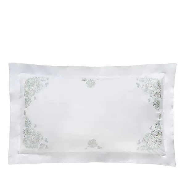 DEA LUXURY LINENS Dea Palm Beach Ibla Embroidered Sateen King Sham - White/aqua