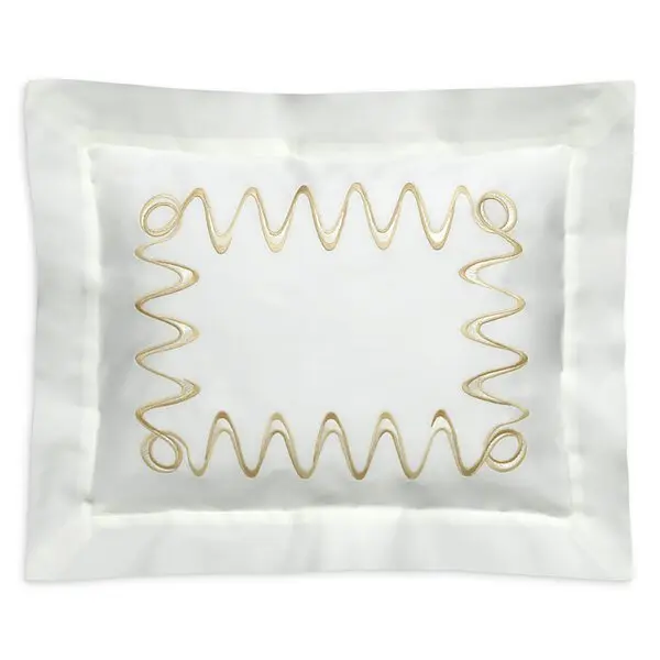 DEA LUXURY LINENS Dea Palm Beach Tc Pelago Embroidery Boudoir Sham - Ivory/ivory