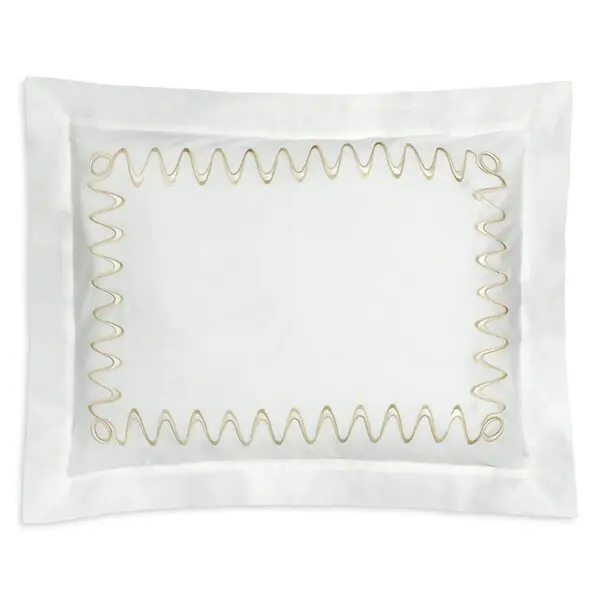 DEA LUXURY LINENS Dea Palm Beach Tc Pelago Embroidery King Sham - Ivory/ivory