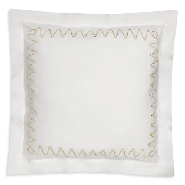 DEA LUXURY LINENS Dea Palm Beach Tc Pelago Embroidery Euro Sham - Ivory/ivory