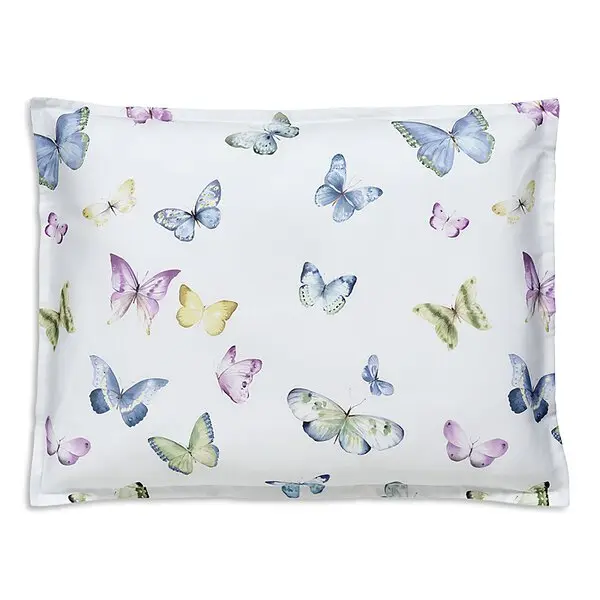 DEA LUXURY LINENS Dea Palm Beach Farfalle Butterfly Sateen King Sham - Ice Blue